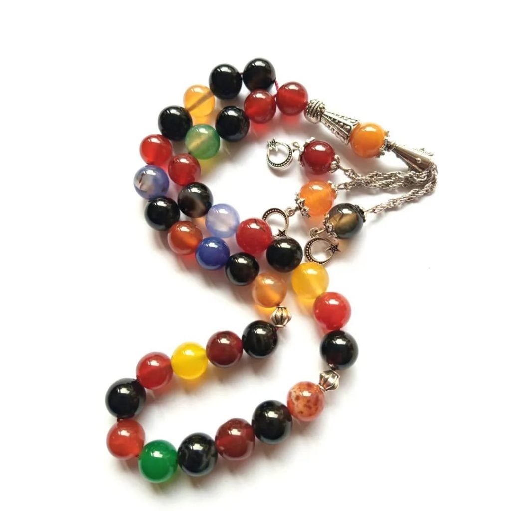 Multi Color Aqeeq Tasbeeh 33 beads - Real Stone